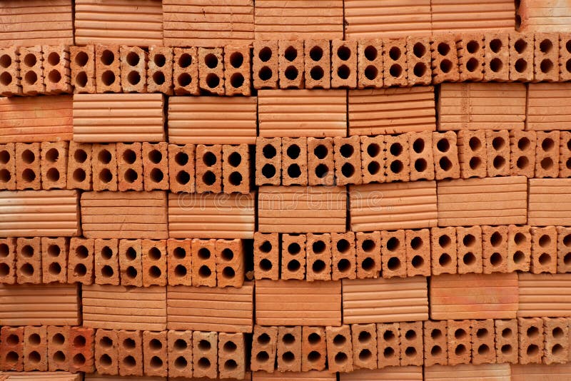 Red Bricks for Build in Construction Site. Stock Image - Image of blank ...