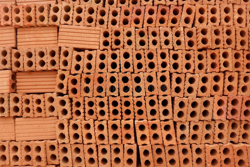 Red Bricks for Build in Construction Site. Stock Photo - Image of ...