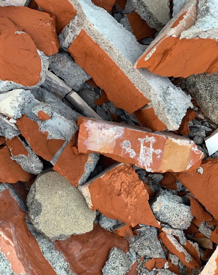 Red Bricks in a Building Construction Stock Photo - Image of messy ...