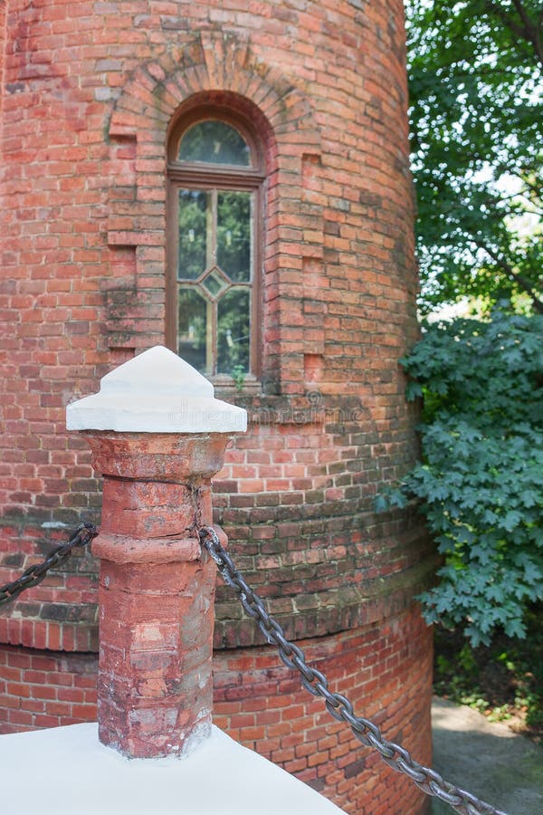Red bricks column stock photo. Image of bulwark, chains - 79271676