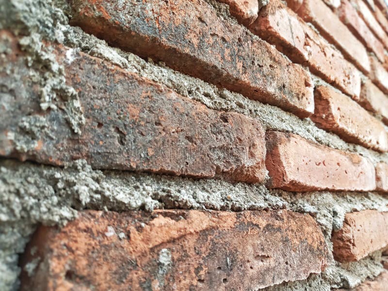 Red Bricks Constructed with Cement Materials, an Unfinished Wall for ...