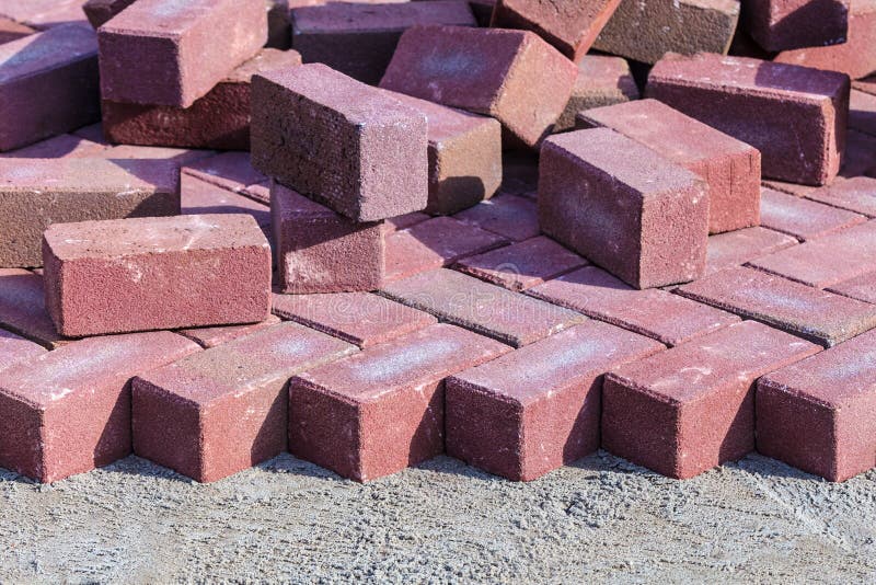 Red Bricks on a Construction Site Stock Image - Image of closeup ...