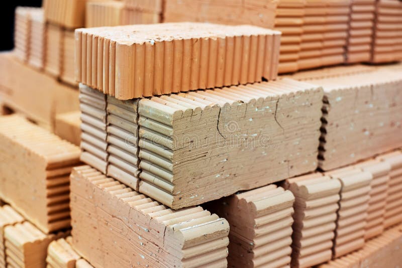 Red Bricks with a Defect, Stacked in a Pile. Trade in Building ...