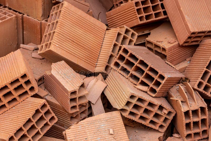 Red Bricks Heap. Background of Bricks Pile Stock Photo - Image of ...