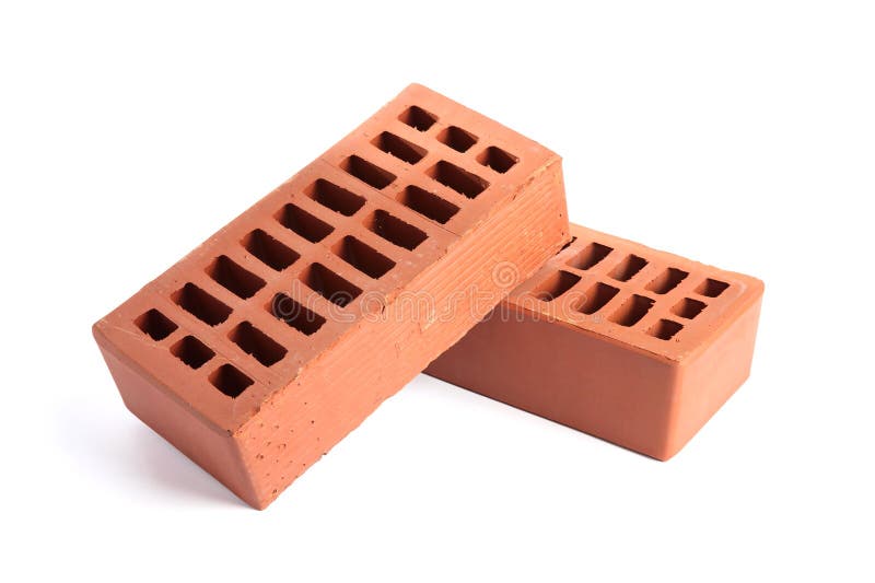 Red Bricks Isolated on White. Building Material Stock Photo - Image of ...