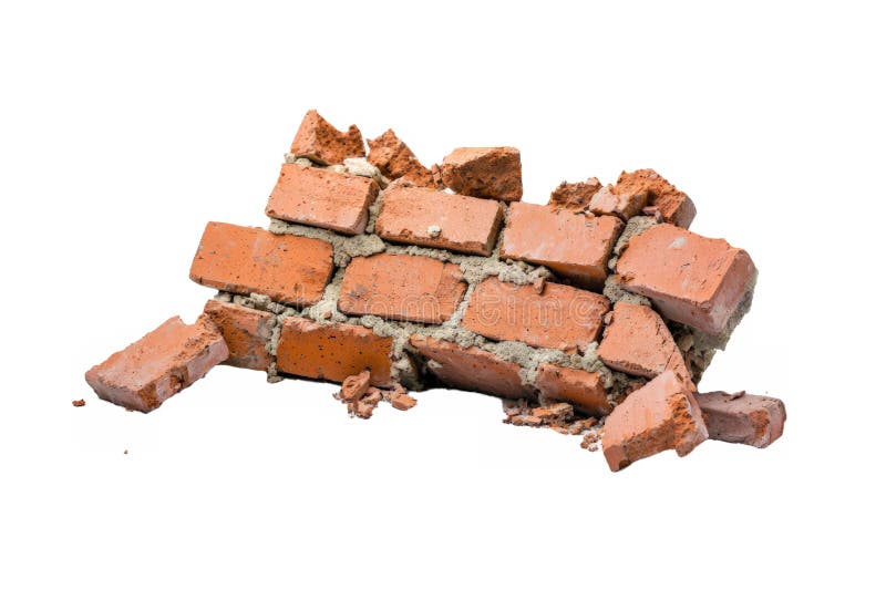 Red Bricks with a Jagged Hole, Surrounded by Scattered Brick Debris ...
