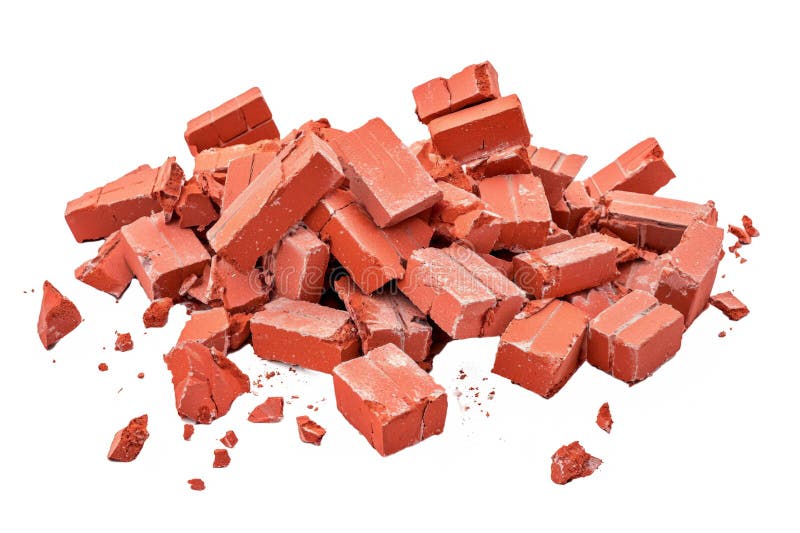 Red Bricks with a Jagged Hole, Surrounded by Scattered Brick Debris ...