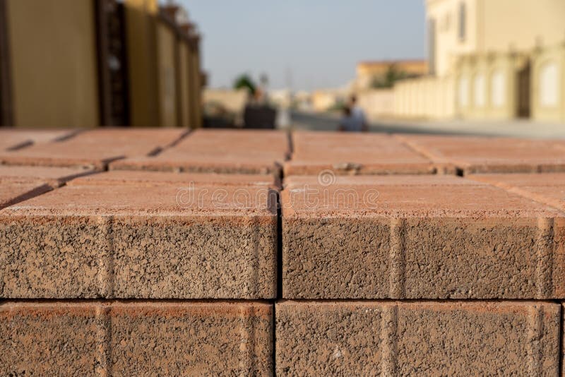 Red Bricks Laid Out in a Row for Masonry, Contruction and Development ...