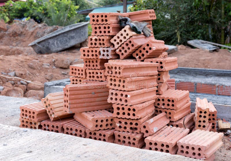 Red Bricks for Construction Site Stock Image - Image of orange ...