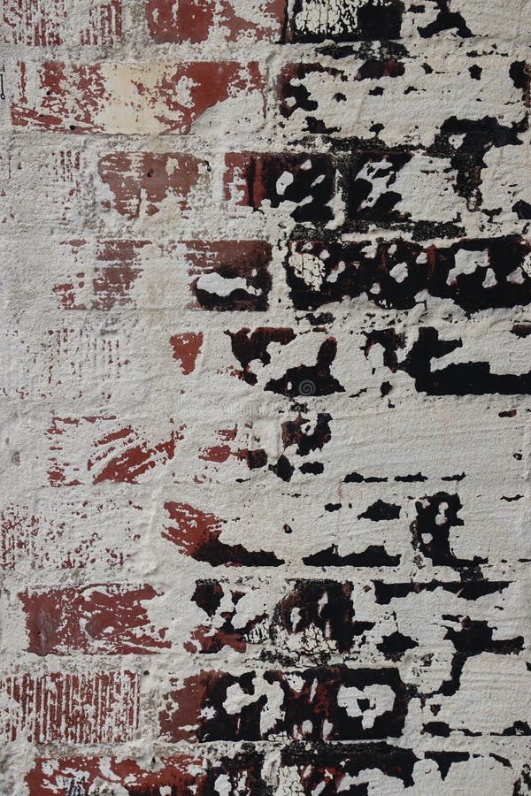 Red Brick Washed with White and Painted with Black Stock Image - Image ...