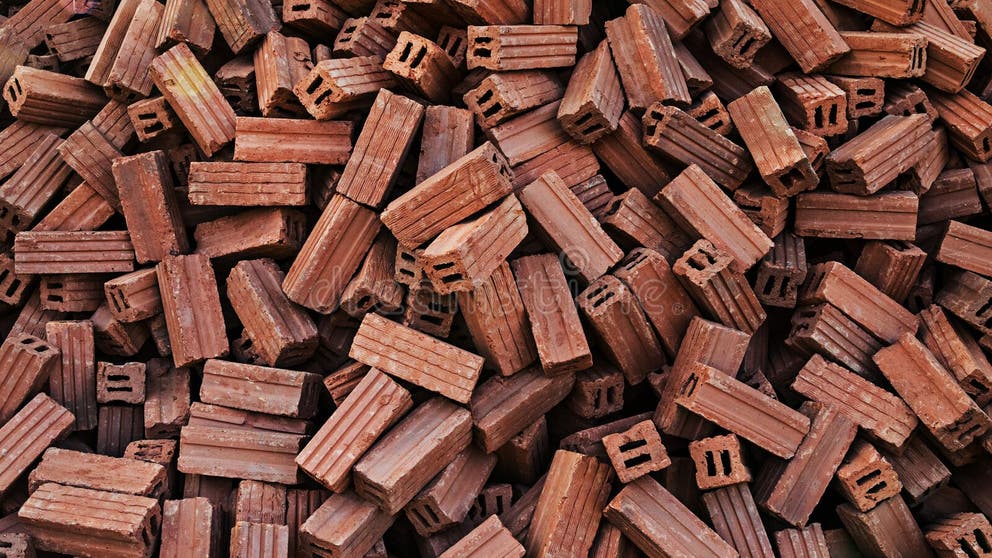 Red Bricks are Piled in Large Numbers To Prepare for the Construction ...