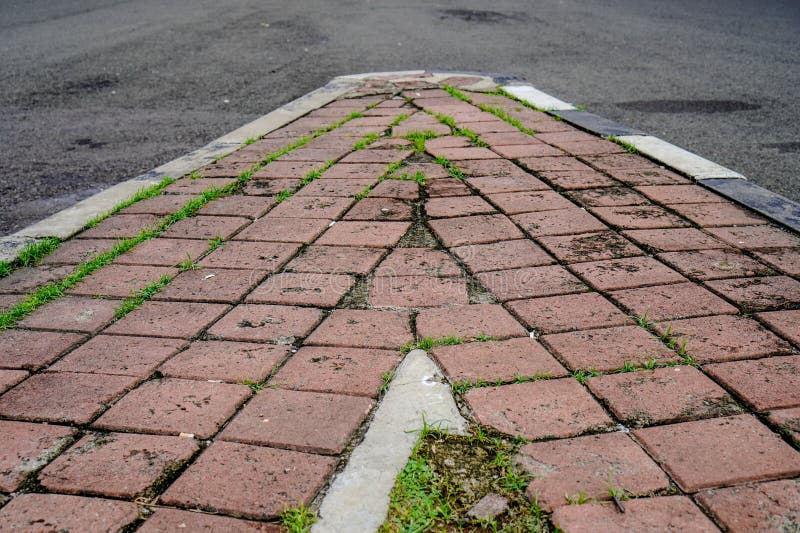 Close View of the Red Brick Street Sidewalk. Stock Image - Image of ...