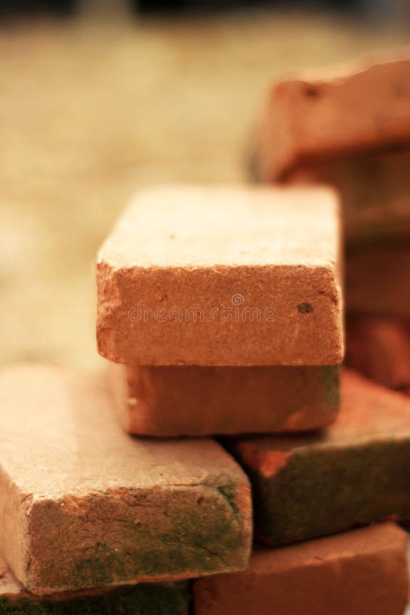 Red Bricks Stacked at a Construction Site Stock Image - Image of ...