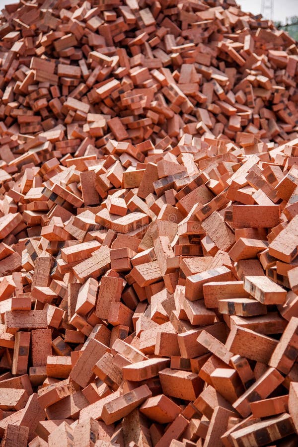 Red Bricks Stacked on Construction Sites Stock Photo - Image of ...