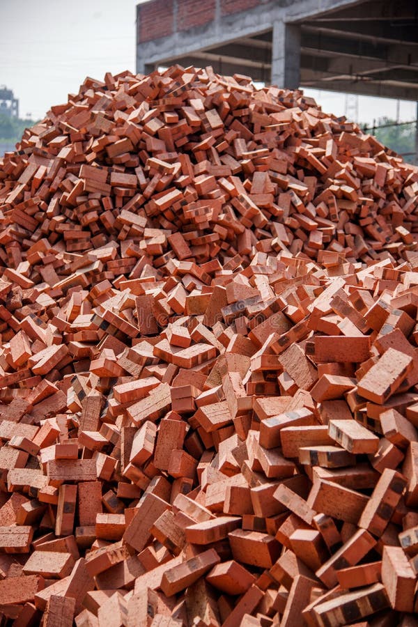 Red Bricks Stacked on Construction Sites Stock Photo - Image of ...