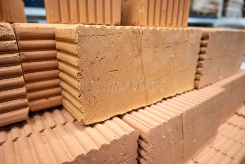 Red Bricks Stocked in Store. Buildings Construction Material Stock ...