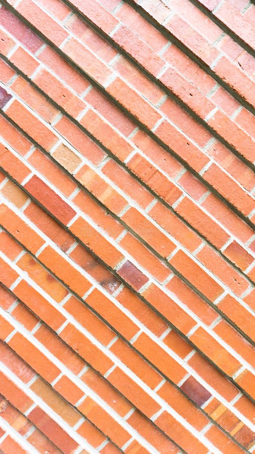 Wall of Diagonal Red Bricks. Stock Photo - Image of architecture ...