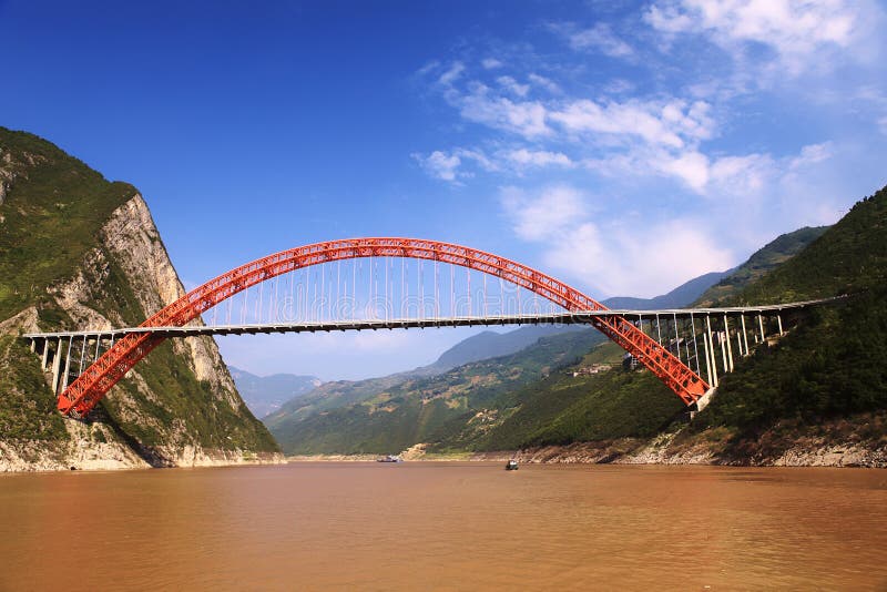 Red Bridge stock photo. Image of three, yangtze, white - 10747336