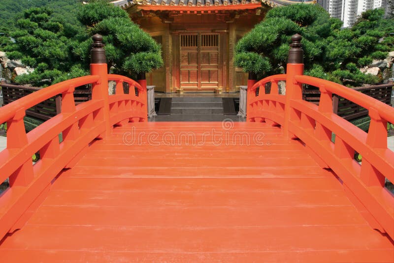 Red bridge stock photo. Image of path, bridge, temple - 12171596