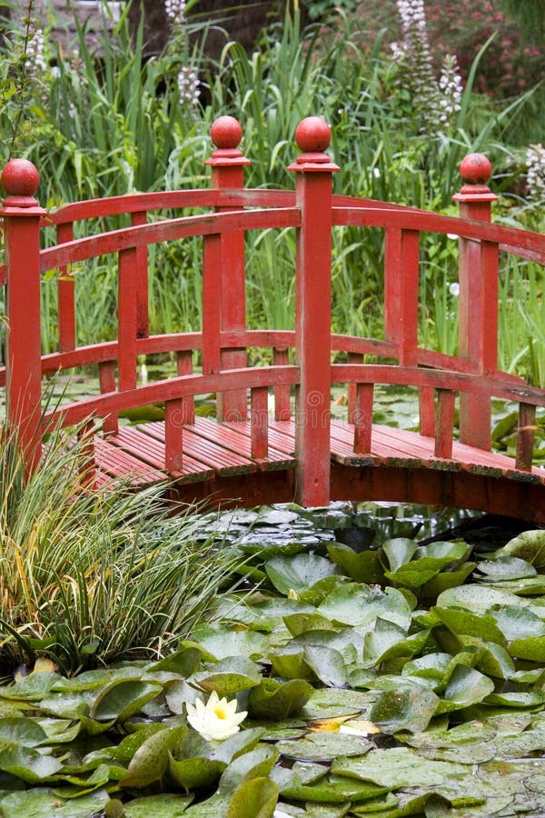 Red bridge stock photo. Image of flowers, japan, eastern - 6087336