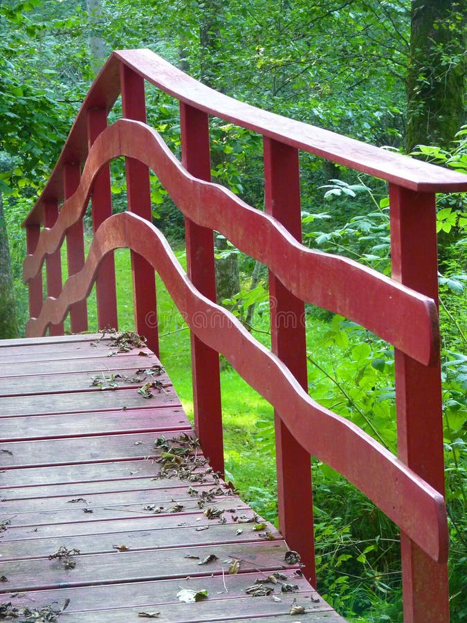 Red bridge stock photo. Image of connection, leaves - 218443042
