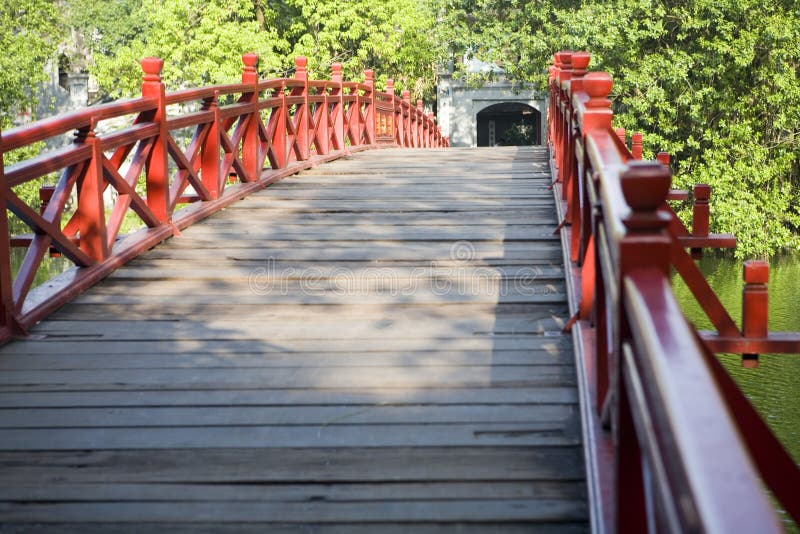 Red Bridge in Hanoi stock photo. Image of lake, xuong - 4580644