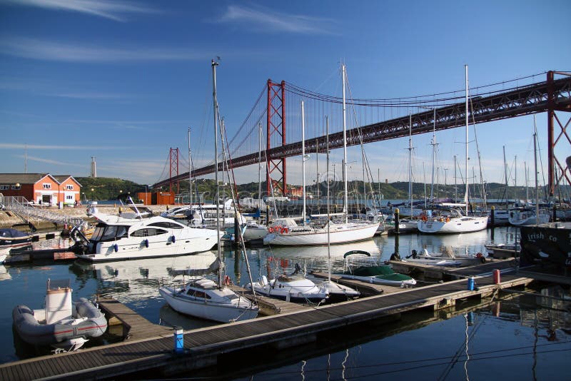 Lisbon Harbor With Red Clay Roofs And White Cruise Ship Stock Image ...