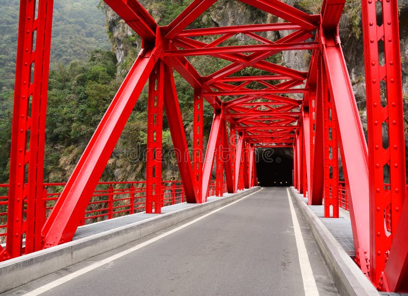 The Red Bridge at Hualien County, Taiwan Stock Image - Image of bridge ...