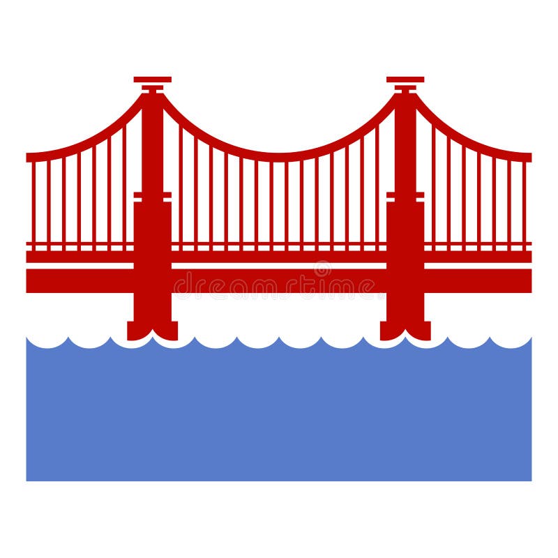 Red Bridge Icon Over River. Vector Stock Vector - Illustration of icon ...