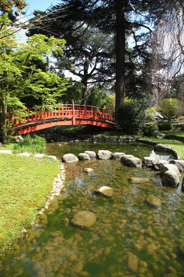 Red bridge in Japan stock image. Image of traditional - 95978443