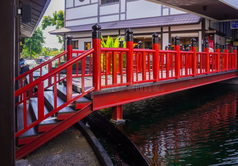 Red bridge stock image. Image of outside, park, bridge - 129293735