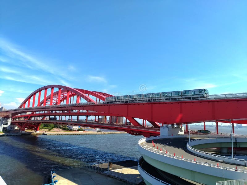 Red bridge kobe stock image. Image of japan, transport - 204450097