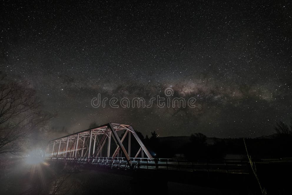 Red bridge Luggate editorial image. Image of star, milkyway - 228891400