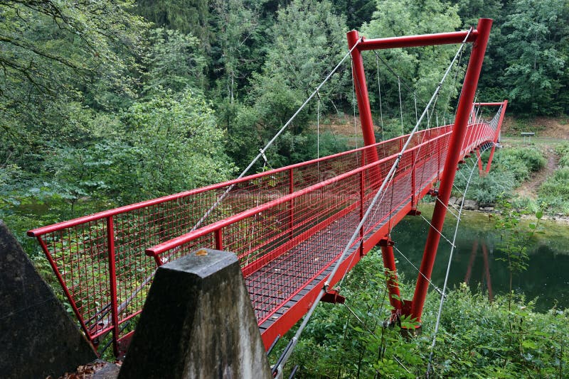 Red bridge stock photo. Image of green, wire, bridge - 65358096