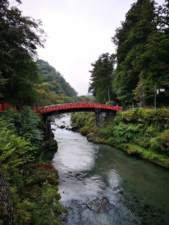 Red Bridge at Nikko Japan editorial photo. Image of flower - 184045761