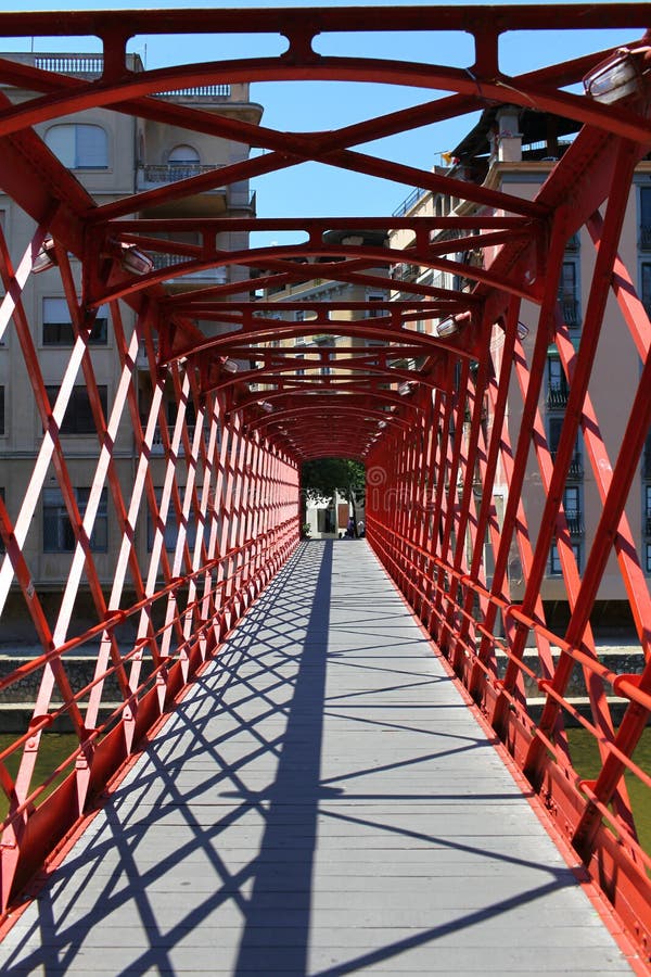 Red Bridge perspective stock image. Image of construction - 46554141