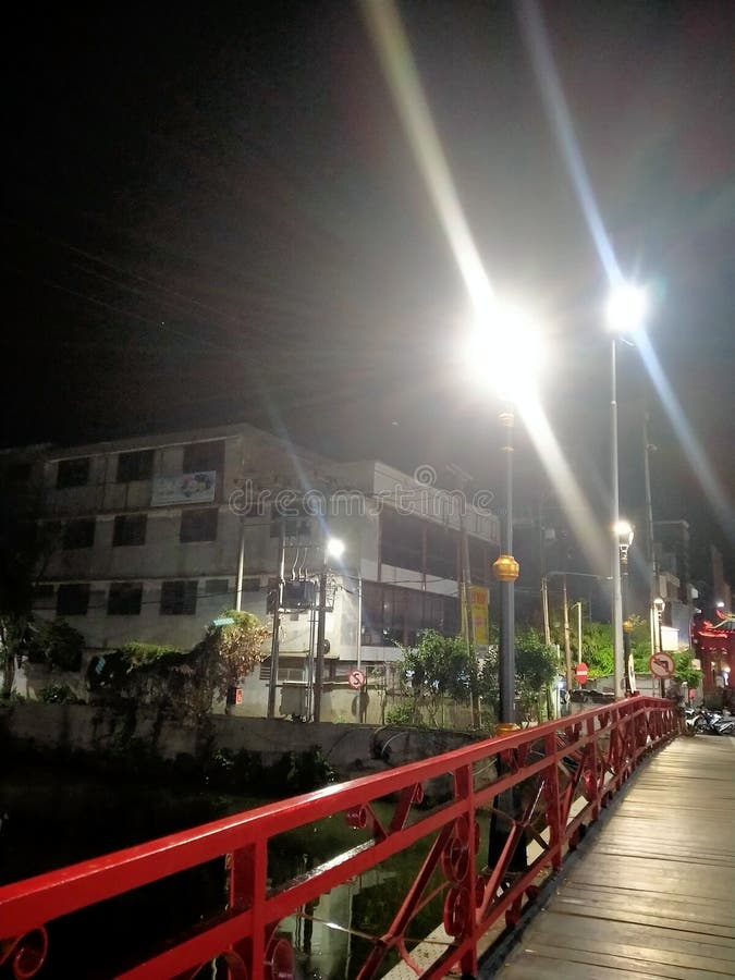 Red Bridge Surabaya Indonesia Stock Photo - Image of dusk, city: 362103052