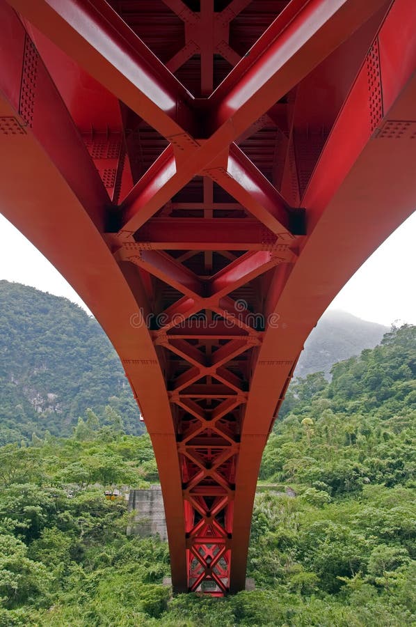 Red bridge, Taiwan stock photo. Image of outside, park - 12120640