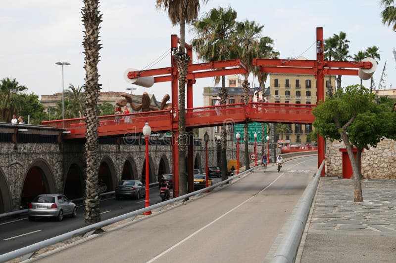 Red Bridges Above the Road and Walk Editorial Photography - Image of ...
