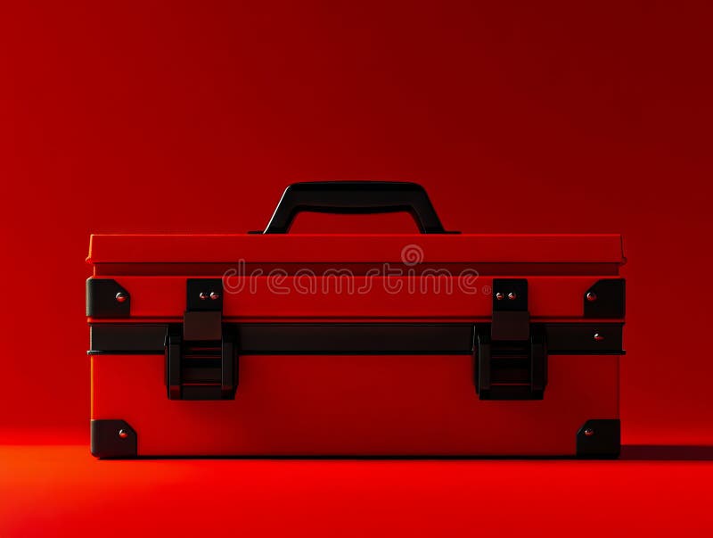 A Red Briefcase Sitting on Top of a Red Surface Stock Illustration ...
