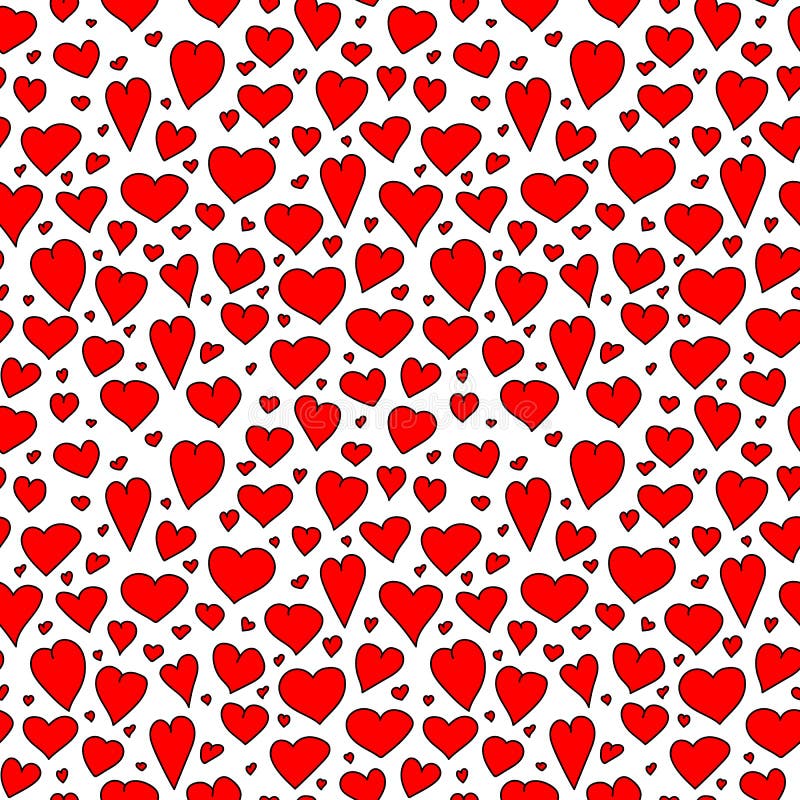 Red Bright Hearts Seamless Vector Pattern, Illustration for Valentine`s ...