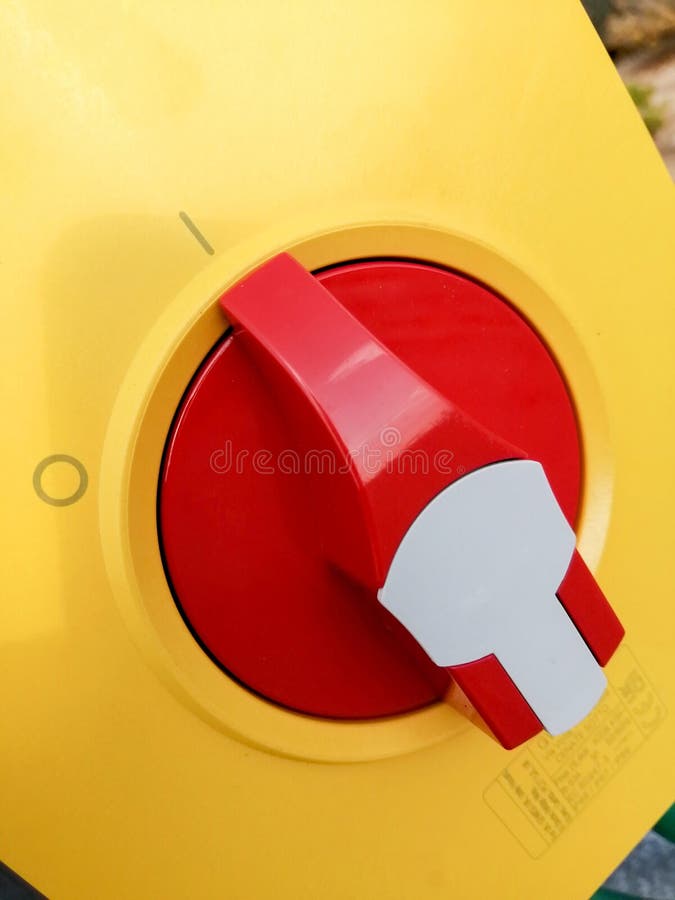 Red Bright Switch Button, Turn on, Turn Off on a Yellow Background ...