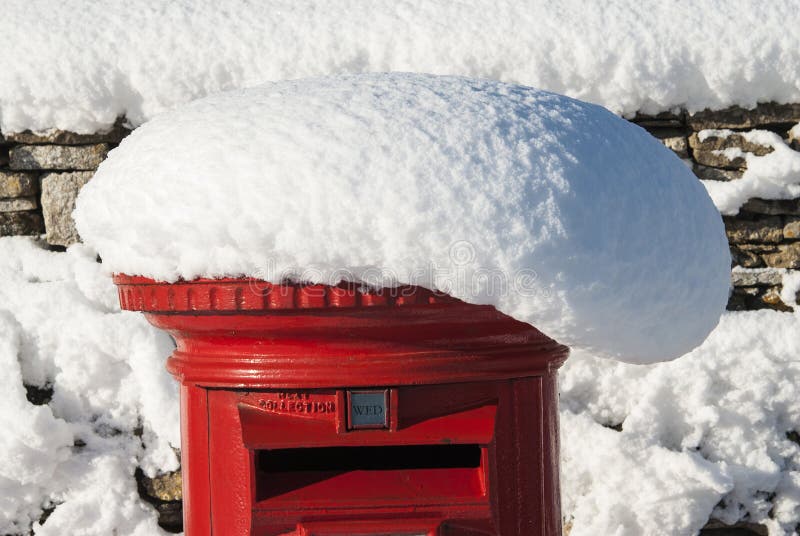 Red British Post Box in Snow Stock Photo - Image of postbox, wintery ...