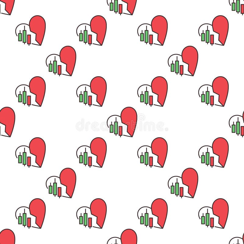 Red Broken Heart with Financial Chart Vector Crypto Trading and ...