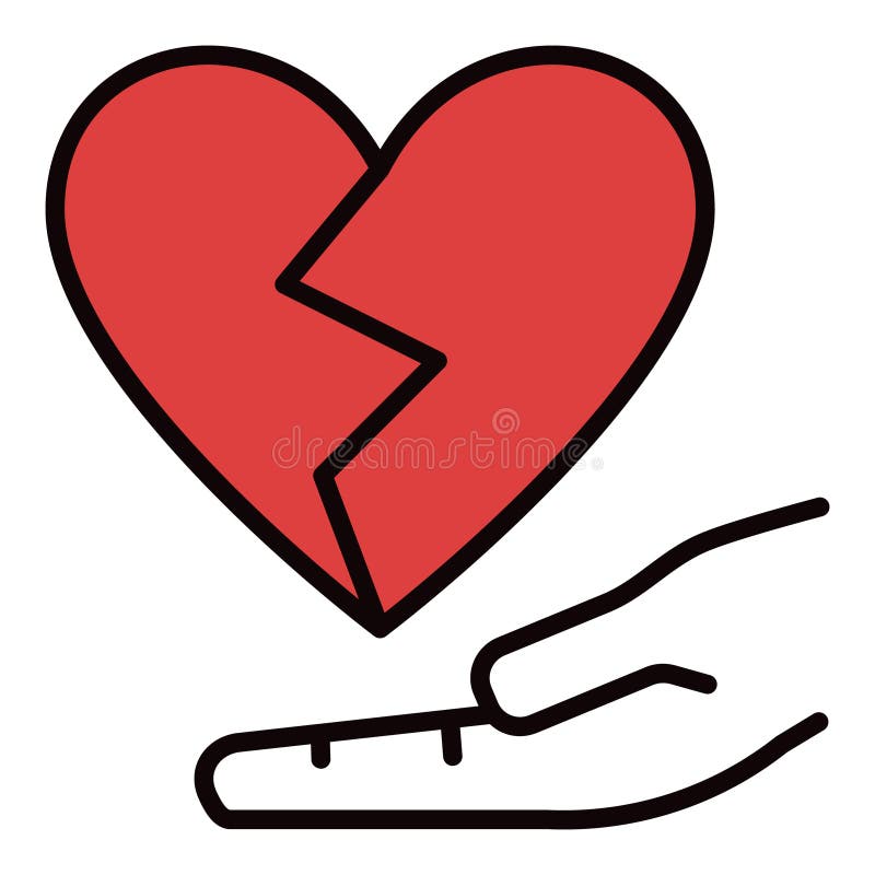 Red Broken Heart and Hand Vector Colored Icon Stock Vector ...