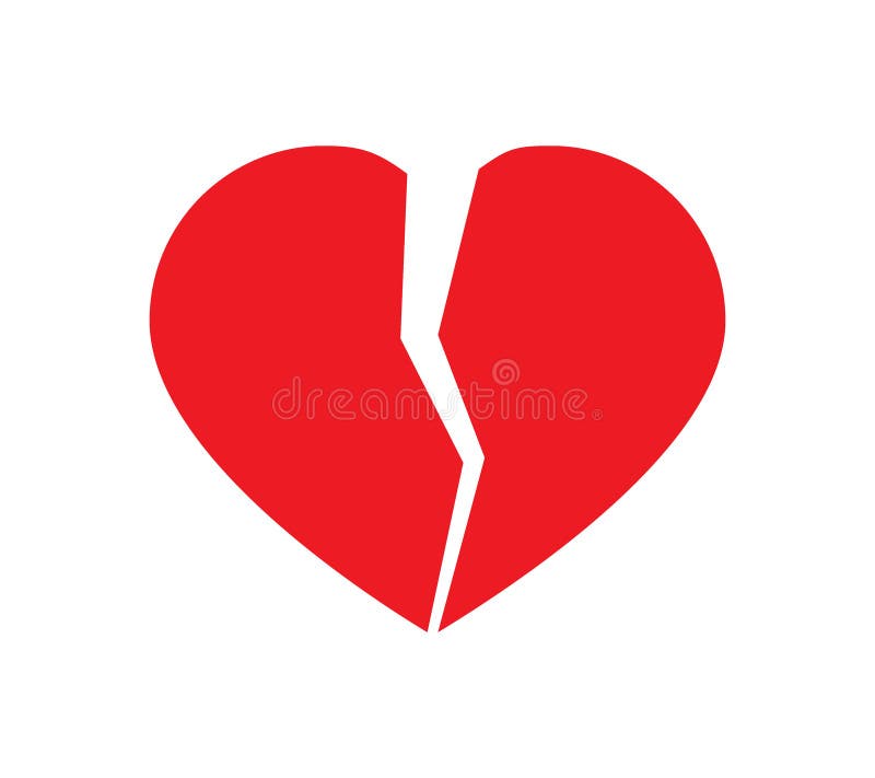 Red Broken Heart Icon. Relationship Problem, Heartbreak Symbol Stock ...