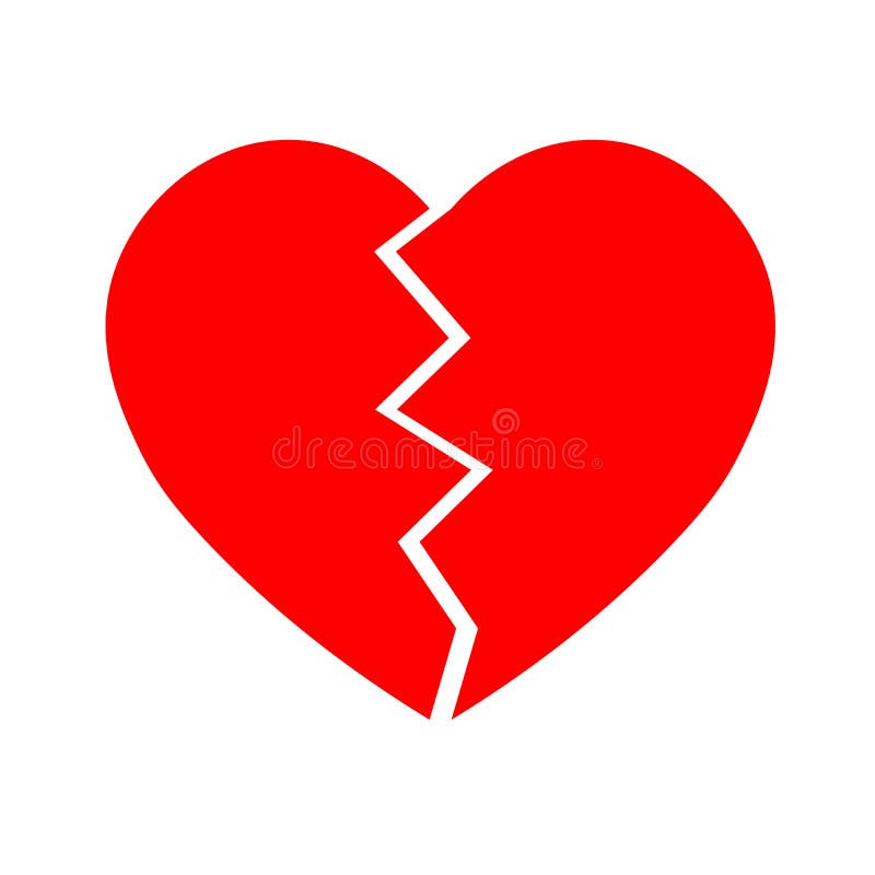 Red Broken Heart Icon. Simple Flat Vector Illustration Stock Vector ...