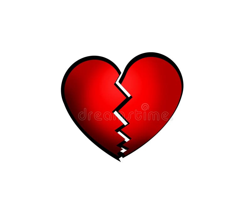 Red Broken Heart Illustration Sad Single Color Stock Illustration ...