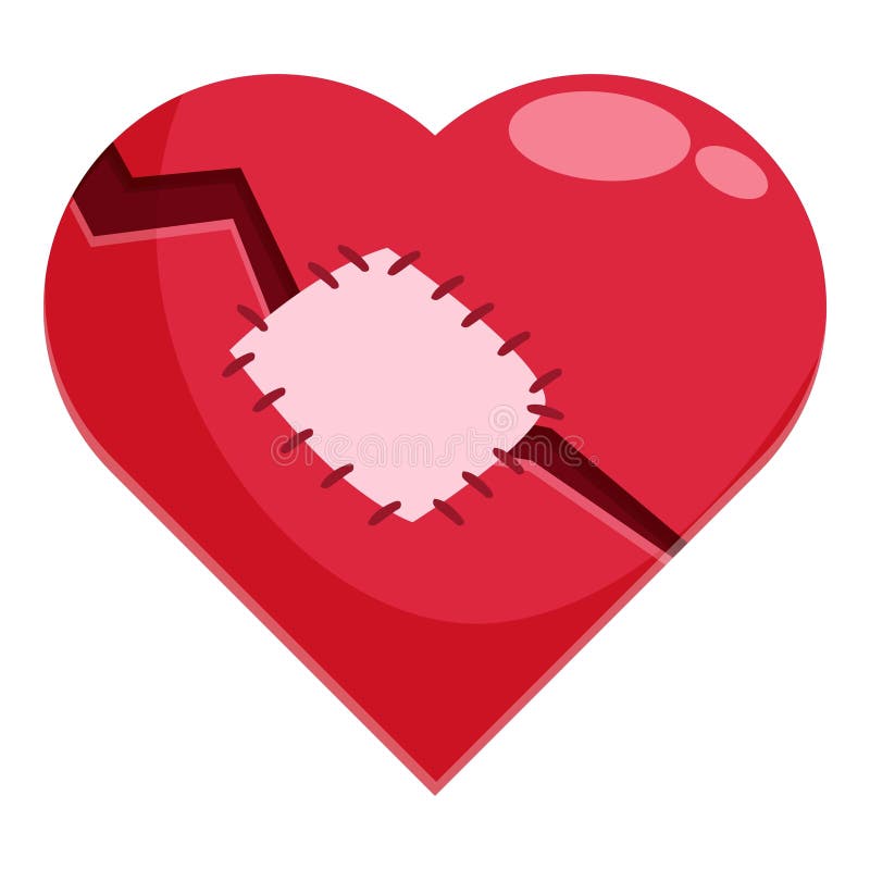 Red Broken Heart with Patch Trying To Heal from Breakup Stock ...