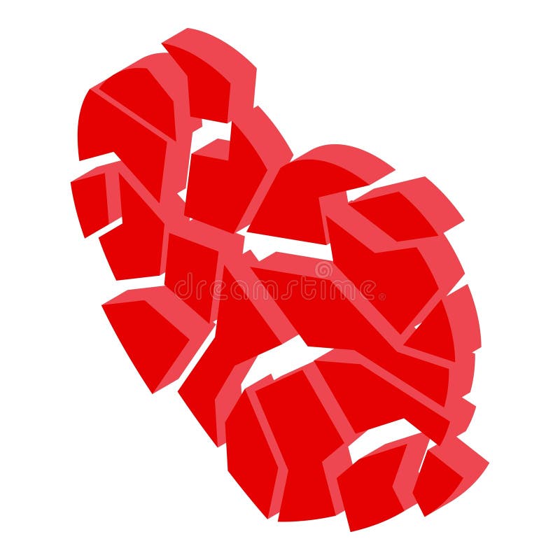 Red Broken Heart Representing Sadness and Separation Stock Vector ...